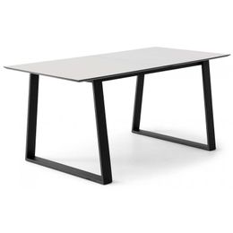 Esstisch &raquo;Meza Designtisch mit Auszugsfunktion und 2 Einlegeplatten&laquo; 1 Stk. tlg. rechteckige Tischplatte MDF, Trapez Metallgestell wei&szlig; Tischplatte: 