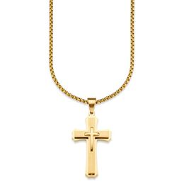 Bruno Banani Herren Kette mit Anh&auml;nger &raquo;Schmuck Geschenk Halskette Kreuz Venezianerkette&laquo; gold Edelstahl, L: 55 B: 3mm