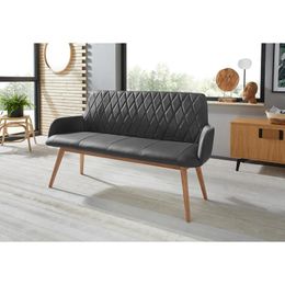 OTTO home Sitzbank &raquo;Brest&laquo; Schuhbank, Garderobenbank, Bank Breite 160 cm schwarz Leder B/H/T: 160cm x 88cm x 60cm, NaturLEDER , Natur Leder