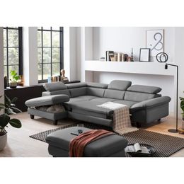 OTTO home Ecksofa &raquo;Pilot L-Form&laquo; mit Kopfteilverstellung, wahlweise mit Schlaffunktion & Bettkasten grau 100% Polyester; Feinstruktur 75000 