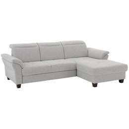 OTTO home Ecksofa &raquo;Solvei L-Form&laquo; mit Recamierenabschlu&szlig; und Sitztiefenverstellung silber Struktur (100% Polyester);Luxus-Microfaser Lederoptik (100% 