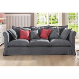 Home Affaire 3-Sitzer &raquo;Luise&laquo; grau Webstoff (50% Baumwolle, 50% Polyester) B/H/T: 228cm x 93cm x 100cm, Webstoff