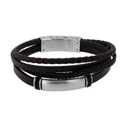 Tom Tailor Herren Tom Tailor Lederarmband &raquo;mehrreihig&laquo; braun 21,5cm, Edelstahl Kautschuk Leder