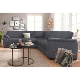 Sit & More sit&more Ecksofa &raquo;Montego L-Form, B: 256 cm, gro&szlig;e Stoffauswahl, Komfort Sitzh&ouml;he 46cm&laquo; wahlweise mit Schlaffunktion und Schubkasten grau Luxus-