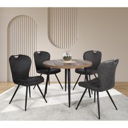 Duo Collection Essgruppe &raquo;Esszimmergruppe Marla & Zoe&laquo; Set, 5-tlg., 5 Stk. tlg. &Oslash; 100 cm, massives Metallgestell, bis 100 kg belastbar grau MDF, Polyester 