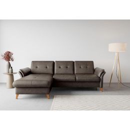 Sit & More sit&more Ecksofa &raquo;G&ouml;teborg&laquo; Sitztiefenverstellung und Federkern, wahlweise mit Bettfunktion braun B/H/T: 268cm x 90cm x 176cm, Luxus-Microfaser, 
