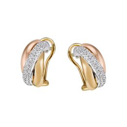 Firetti Damen Paar Creolen &raquo;Schmuck Geschenk Silber 925 Ohrschmuck tricolor glitzernd&laquo; mit Zirkonia (synth.) rosa Silber 925 (Sterlingsilber)