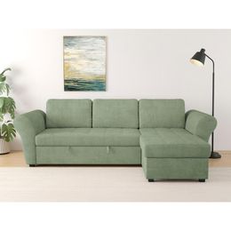Trends by HG Ecksofa &raquo;Lasse L-Form, B: 259 cm&laquo; mit Schlaffunktion & Bettkasten gr&uuml;n 92% Polyester;8% Nylon B/H/T: 259cm x 85cm x 155cm, Microfaser, 