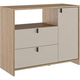 Kommode &raquo;RITMO&laquo; Praktische und funktionale Kommode mit 2 Schubladen und einem Fach beige Holzwerkstoff B/H/T: 96cm x 78cm x 40cm, ein Innenregal im 