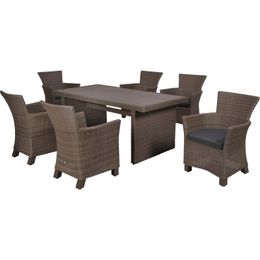 Merxx Garten-Essgruppe &raquo;Toskana&laquo; Set, 7 tlg. inkl. 6 Sessel, 6 Auflagen, 1 Tisch Aluminium, Kunststoff B/H/T: 66cm x 88cm x 66cm