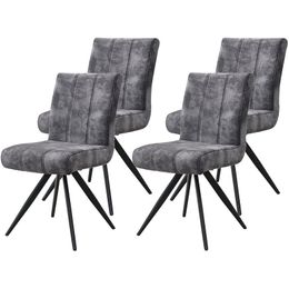 Hela Drehstuhl &raquo;PORTO&laquo; (Set) 4 Stk.4-Fu&szlig;, 360&deg; drehbar, Federkorb, Vintage Velvet Optik, mit Griff Metall, Polyester, Stoff B/H/T: 44cm x 89cm x 67cm,