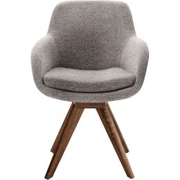 Musterring Esszimmerstuhl &raquo;Tavia&laquo; (Set) 2 Stk.Stativgestell Wildnussbaum, Drehfunktion optional, diverse Farben grau B/H/T: 62cm x 86cm x 66cm, 2 Stk., Chenille,