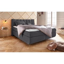 Home Affaire Boxspringbett &raquo;Oc&eacute;ane&laquo; Bodenfrei- wirkt freischwebend, verschiedene H&auml;rtegrade (auch H4) braun Polyester Struktur fein Polyester Topper 