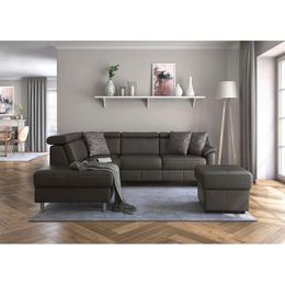 Sit & More sit&more Ecksofa &raquo;Freetown L-Form&laquo; inklusive Kopfteilverstellung und komfortablem Federkern grau B/H/T: 252cm x 84cm x 216cm, Luxus-Microfaser, 