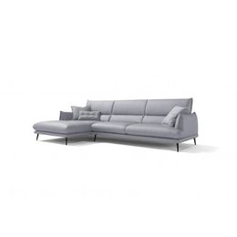 Egoitaliano Ecksofa &raquo;FUNNY, hochwertiges & aktuelles Design, bequeme R&uuml;ckenlehne, L-Form&laquo; hochwertiger Sitzkomfort, L-Form grau Leder B/H/T: 265cm x 90cm x 225cm,