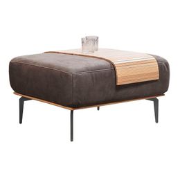 W.Schillig Polsterhocker &raquo;run&laquo; mit Holzsockel, F&uuml;&szlig;e in Schwarz pulverbeschichtet, Breite 75 cm braun Stoff S37 (100% Polyester);ROHLEDER Chenille-