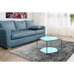 Kayoom Beistelltisch &raquo;Cody, Beistelltisch in W&uuml;rfelform, offenes, modernes Design&laquo; 1 Stk. tlg. moderne Kubusform mit runden Ablagefl&auml;chen aus Glas blau 