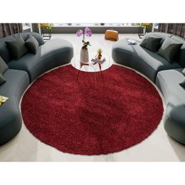 OCI DIE TEPPICHMARKE Hochflor-Teppich &raquo;MONTIS&laquo; rund 45 mm H&ouml;he uni, Langflor, Shaggy, auch in rund, quadratisch und L&auml;ufer erh&auml;ltlich rot Obermaterial