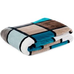 G&ouml;zze Wohndecke &raquo;Antigua&laquo; mit modernem Karo, Kuscheldecke, 150x200 cm blau Polyester B/L: 150cm x 200cm