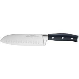 R&ouml;sle R&Ouml;SLE Santokumesser &raquo;Tradition&laquo; f&uuml;r Fleisch, Fisch und Gem&uuml;se, Kullenschliff, Klingenspezialstahl silber X50 CrMoV15 Klingenstahl Klingenl&auml;nge 17,5cm