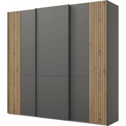 Musterring Schwebet&uuml;renschrank &raquo;Isabelle&laquo; T&uuml;ren mit Lamellenoptik, verschiedene Gr&ouml;&szlig;en und Farben, H&ouml;he 236cm grau Hartfaserplatte, Holzwerkstoff Graphit-Dekor, 
