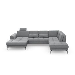 Sit & More sit&more Wohnlandschaft &raquo;Bendigo U-Form&laquo; inklusive Sitztiefenverstellung, Bodenfreiheit 15 cm, in 2 Fu&szlig;farben grau B/H/T: 332cm x 87cm x 226cm, 