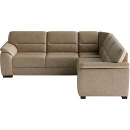Sit & More sit&more Ecksofa &raquo;Montego L-Form, B: 256 cm, gro&szlig;e Stoffauswahl, Komfort Sitzh&ouml;he 46cm&laquo; wahlweise mit Schlaffunktion und Schubkasten beige 100% 