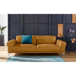 W.Schillig 2,5-Sitzer &raquo;montanaa bequem, Federkernunterfederung, elegant & edel&laquo; mit Metallf&uuml;&szlig;en in Chrom gl&auml;nzend, Breite 232 cm gelb B/H/T: 232cm x 