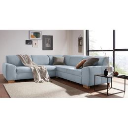 DOMO collection Ecksofa &raquo;Incanto kubische Formensprache, komfortabel, flache Armlehnen, L-Form&laquo; wahlweise mit Bettfunktion blau B/H/T: 260cm x 81cm x 