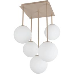 OTTO home Deckenleuchte &raquo;Nellin&laquo; E14 1 Stk. 5 Glaskugeln mit je 1x E14 exkl., quadratisch, beige matt 5, &Oslash; 16cm H: 59cm, 1 Stk.