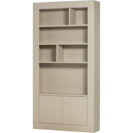 Woood Wandregal &raquo;Wallcover FSC -Mix Massivkiefer mit Push-to-open B117 x T31 x H229 cm&laquo; Gespiegelt montierbar, Tragkraft 30 kg pro Einlegeboden beige 