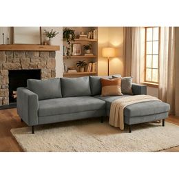 Trendmanufaktur Ecksofa &raquo;Amazing II, wahlw. mit Schlaffunktion & Bettkasten, Fu&szlig; schwarz&laquo; Recamiere beidseitig montierbar, L-Form,in Cord o. Struktur,