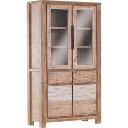 GUTMANN FACTORY Vitrine &raquo;Tulsa&laquo; H&ouml;he 200 cm braun Holz teilmassiv smoked, B/H/T: 115cm x 200cm x 49cm, Schubladen: 2 Stk. T&uuml;ren: 4 Stk.