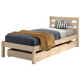 Vipack Massivholzbett &raquo;Pino, universell einsetzbar, gradliniges Design, Made in Europe&laquo; B/H/Tca. 211x84,4x 97,5cm, Liegefl&auml;che 90/200 cm, inkl. 2 Schubladen,