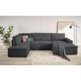 OTTO home Wohnlandschaft &raquo;SHERWOOD Cord U-Form, 329 cm - OTTO. Verl&auml;ssliche Qualit&auml;t.&laquo; Schlaffunktion m. Bettkasten (194x139 cm), Cord, Vintage, 