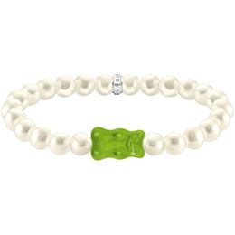Thomas Sabo Damen Thomas Sabo Armband &raquo;Thomas Sabo x HARIBO Schmuck: Perlenarmband mit Goldb&auml;r&laquo; mit Kristallglas - mit S&uuml;&szlig;wasserzuchtperle gr&uuml;n 17, 