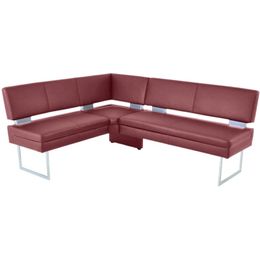 K+w Komfort & Wohnen K+W Komfort & Wohnen Eckbank langer Schenkel links oder rechts, mit dekorativen Distanzhalter rot B/H/T: 158cm x 89cm x 199cm, Leder Longlife BRONCO, 