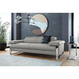 W.Schillig 2-Sitzer &raquo;finn&laquo; German Design Award 2016, Fu&szlig;gestell Chrom gl&auml;nzend, Breite 210 cm grau Flachgewebe S22 (100% Polyester);Stoff S37 (100% 