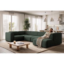 OTTO home Wohnlandschaft &raquo;Merid U-Form, B: 367 cm&laquo; jederzeit durch Module erweiterbar gr&uuml;n Struktur fein (100% Polyester);Samtoptik (100% Polyester);