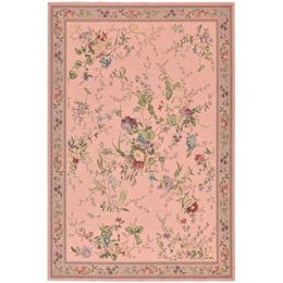 Theko Teppich &raquo;Flomi Sagrini&laquo; rechteckig 4 mm H&ouml;he Flachgewebe, Pastell-Farben, Blumen Design, mit Bord&uuml;re rosa Baumwolle, Kunstfaser B : 240cm 1 Stk.