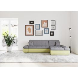 DOMO collection Ecksofa &raquo;MORIC 300x172 cm, XXL-Sofa mit viel Platz, L-Form, auch in Cord&laquo; wahlweise mit Bettfunktion und Armteilverstellung, gelb-