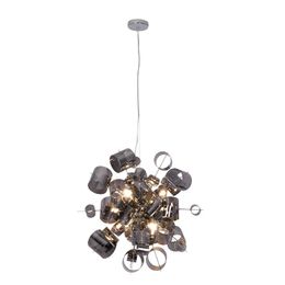 N&auml;ve n&auml;ve Pendelleuchte &raquo;Sirius&laquo; G9 1 Stk. exkl. 9x G9, aus hochwertigem Metall in Chrom, Gl&auml;ser smokey, H: 190cm silber 9, &Oslash; 65cm H: 190cm, 1 Stk.