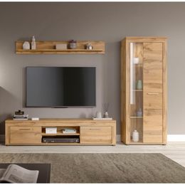 OTTO home Wohnwand &raquo;AOSTA, Breite 235cm, 3-teilige Wohn-Kombination&laquo; bestehend aus: Lowboard, Wandboard, Vitrine, 3 Stk. tlg. braun Holzwerkstoff B/H/