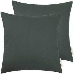 Tom Tailor HOME Dekokissen &raquo;DOVE&laquo; unifarben, in verschiedenen Gr&ouml;&szlig;en, 2er Pack grau Baumwolle B/L: 50cm x 50cm, 2 Stk.