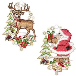 Fensterbild &raquo;Weihnachtsmann und Hirsch&laquo; Made in Germany bunt Polyester B/L: 16cm x 21cm