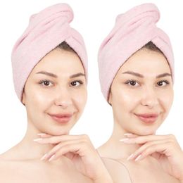 HAMMETEX Turban-Handtuch &raquo;2er Set Haarturban Damen, 100% Baumwolle, Flauschig & Schnelltrocknend&laquo; Uni-Farben, weich rosa Frottier, Baumwolle B/L: 