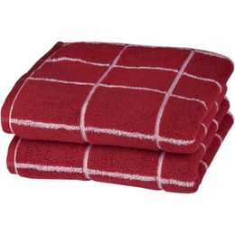 Ross Handt&uuml;cher &raquo;&Uuml;berkaro 9032&laquo; 100% Baumwolle, kariert, in modischen Karo Farben rot Frottier, Baumwolle B/L: 50cmx100cm, 2 Stk., Vierecke W&uuml;rfel, 
