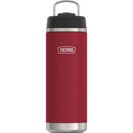 Thermos Isolierflasche &raquo;ICON WATER BOTTLE, Edelstahlk&ouml;rper, sp&uuml;lmaschinenfest&laquo; 0,71l, 12h kalt, schappsicher mit einklappbarem Flip-Strohalm rot 