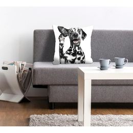 queence Dekokissen &raquo;Dalmatiner&laquo; mit einem gepunkteten Dalmatiner schwarz Polyester B/L: 40cm x 40cm, 1 Stk.