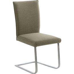 K+w Komfort & Wohnen K+W Komfort & Wohnen Freischwinger &raquo;Santos III&laquo; () mit Sattlernaht, Gestell aus Edelstahl, hochwertiger Sitzkomfort gr&uuml;n B/H/T: 47cm x 99cm x 62cm, 